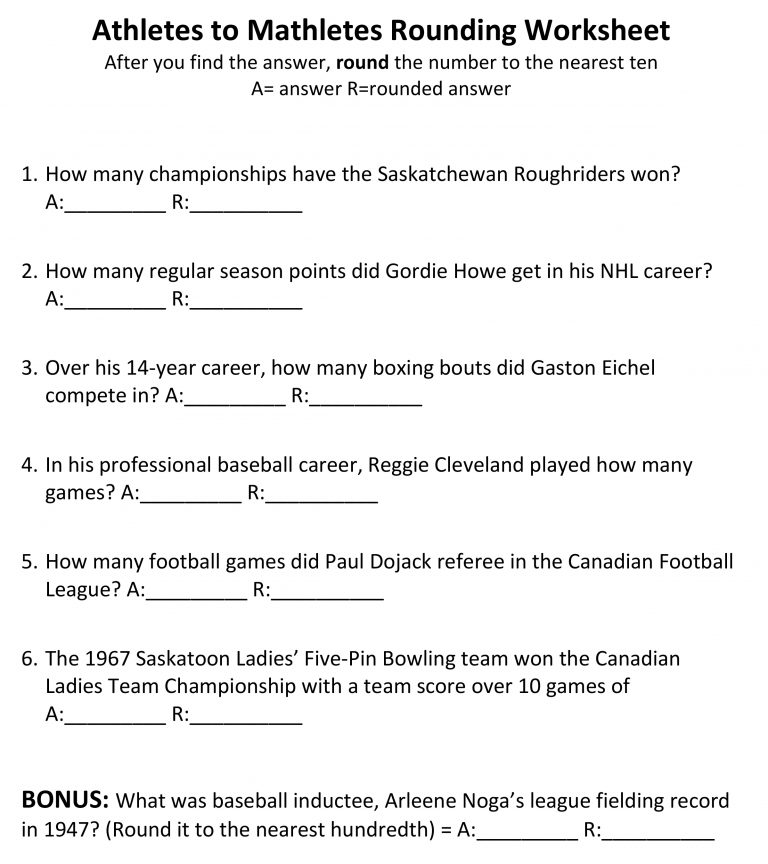 Activities - Math - Saskatchewan Sports Hall of Fame