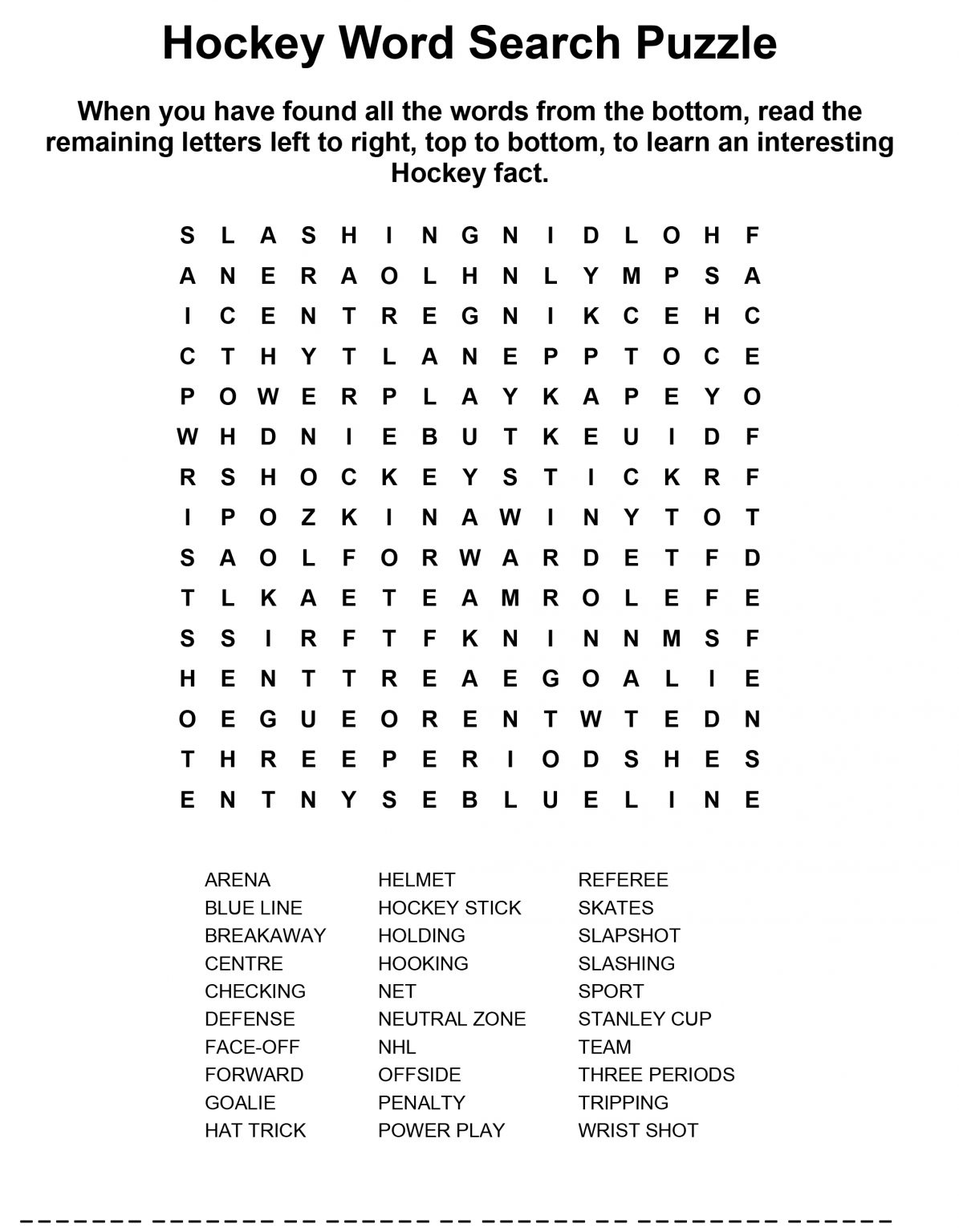 Activities - Word Searches - Saskatchewan Sports Hall of Fame